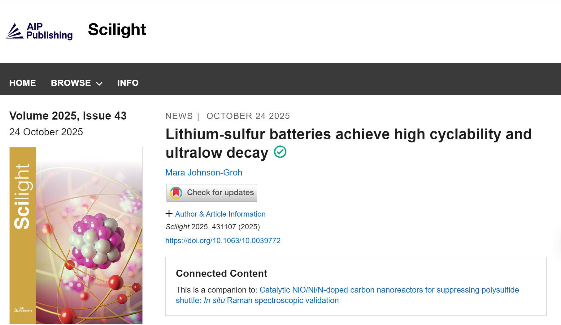 美国物理学联合会《科学之光》（AIP Scilight）专访报道：物理科学学院刘相红教授团队在能源研究方面最新进展-青岛大学物理科学学院